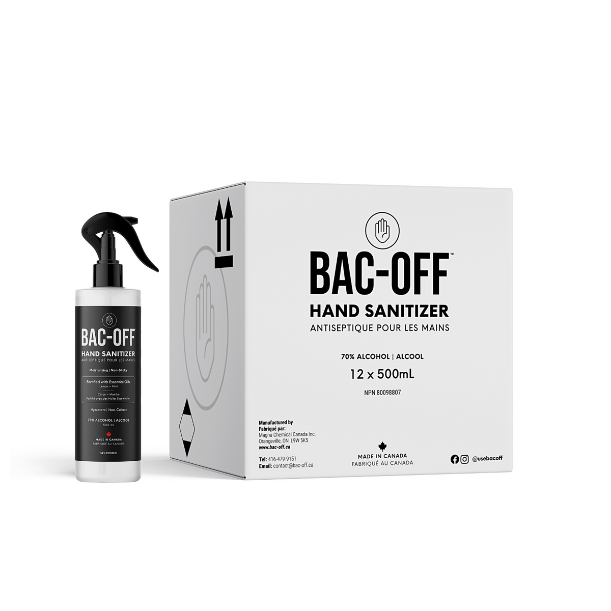 500 mL | 12-Pack (Clear Bottle) – BAC-OFF